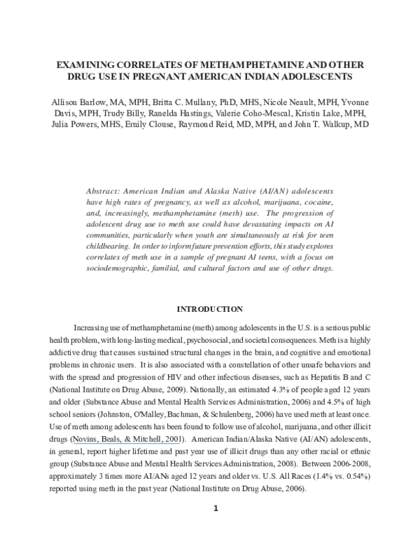 (PDF) Examining Correlates of Methamphetamine and Other Drug Use in ...
