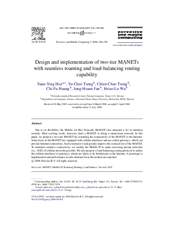 (PDF) Design and implementation of two-tier MANETs with seamless ...