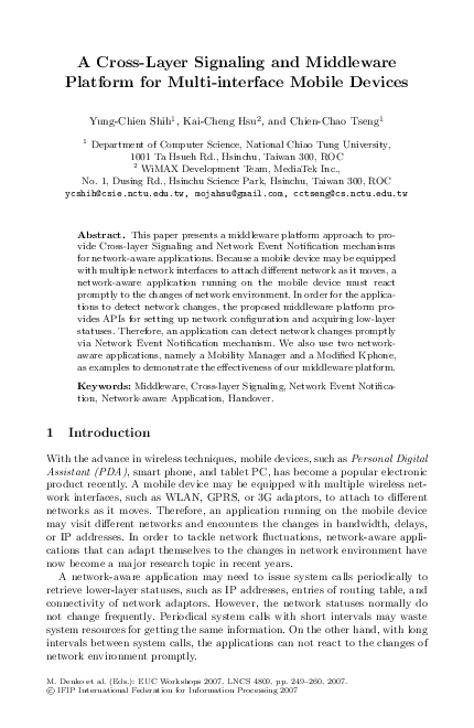 (PDF) A Cross-Layer Signaling and Middleware Platform for Multi-interface Mobile Devices