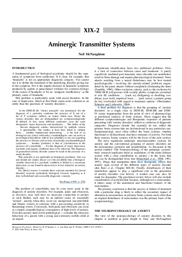 (PDF) XIX-2 Aminergic Transmitter Systems