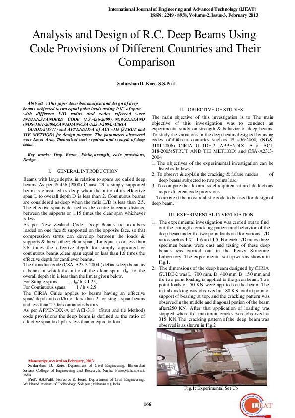 (PDF) Analysis and Design of R.C. Deep Beams Using Code Provisions of ...