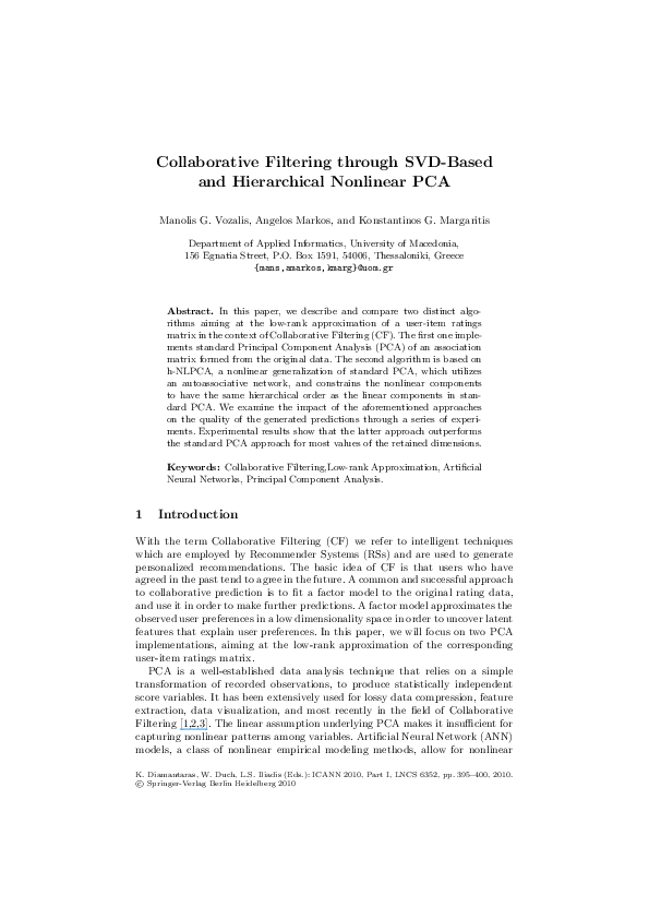(PDF) Collaborative filtering through SVD-based and hierarchical ...