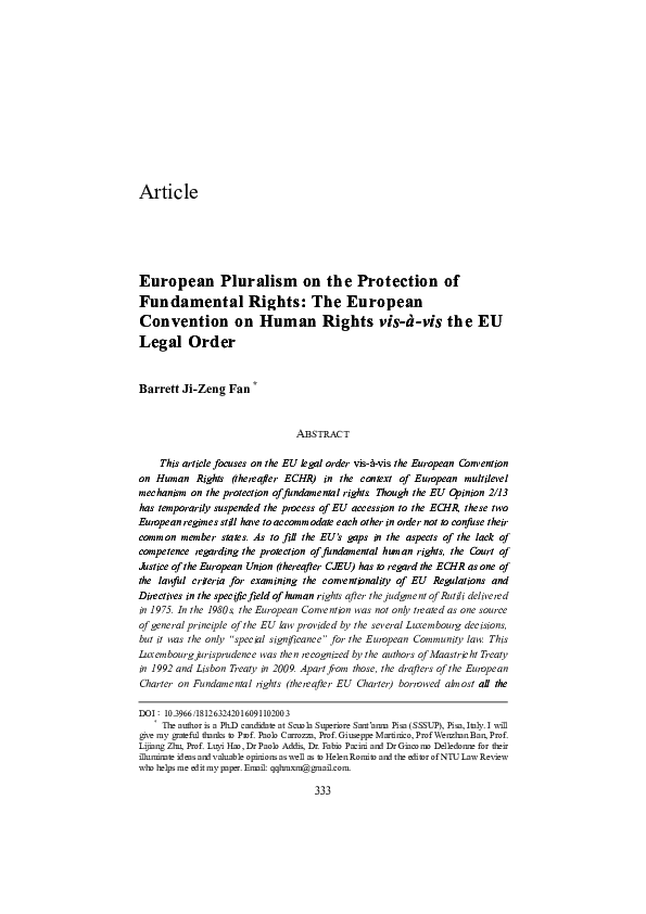 (PDF) European Pluralism on the Protection of Fundamental Rights: The ...