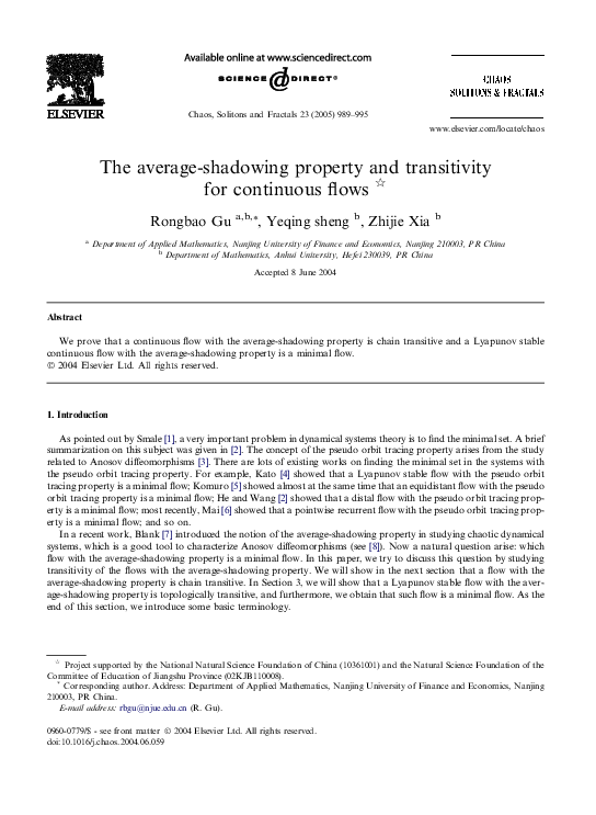 (PDF) The average-shadowing property and transitivity for continuous flows
