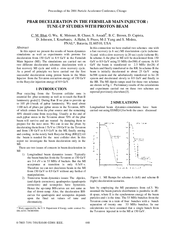(PDF) Pbar deceleration in the Fermilab Main Injector: tune-up studies ...