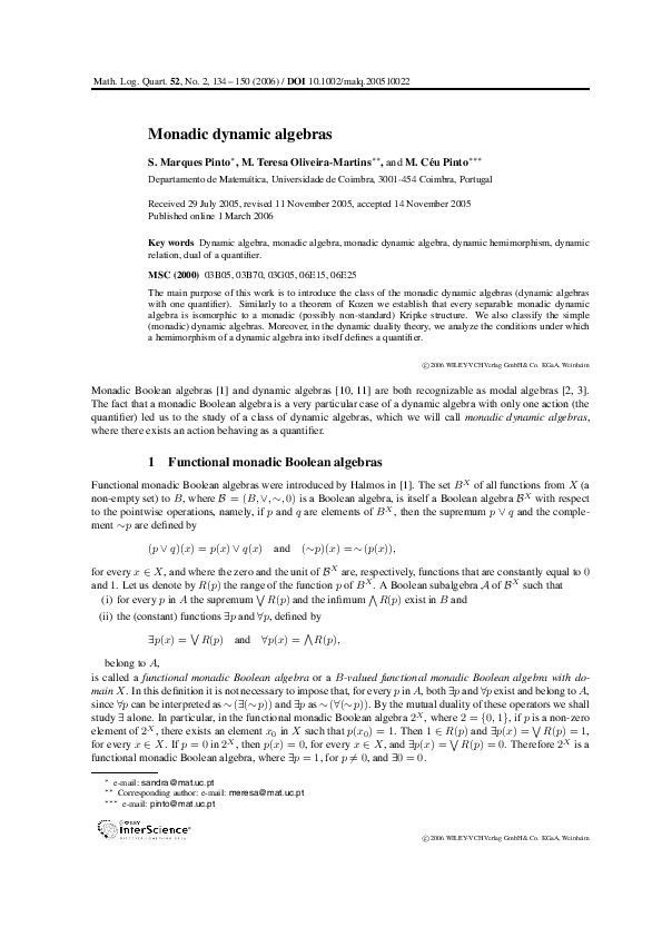 (PDF) Monadic dynamic algebras