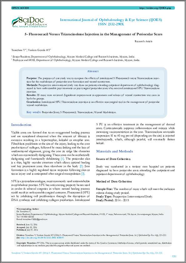 (PDF) 5-Fluorouracil Versus Triamcinolone Injection in the Management ...
