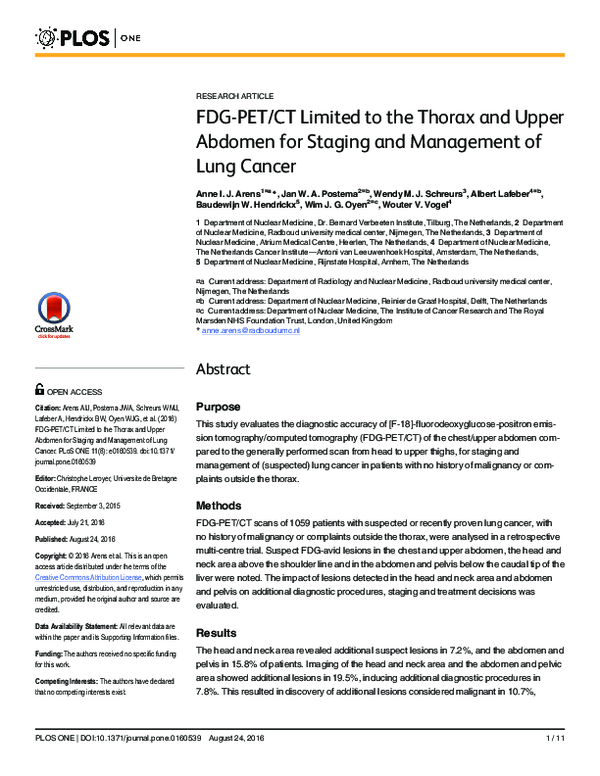 (PDF) FDG-PET/CT Limited to the Thorax and Upper Abdomen for Staging ...
