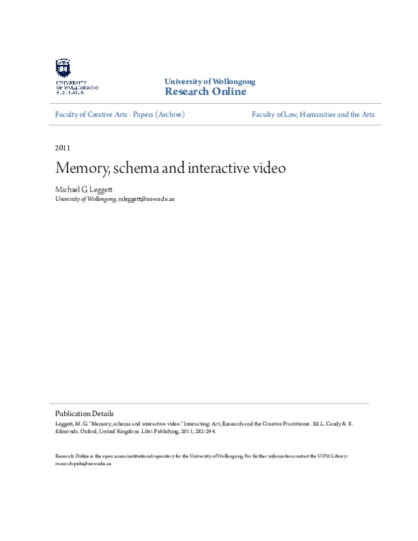 (PDF) Memory, schema and interactive video