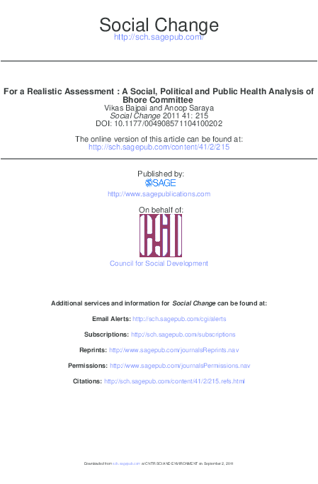 (PDF) Bhore Committee For a Realistic Assessment : A Social, Political ...