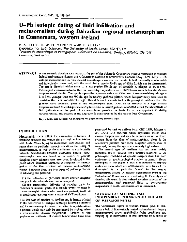 (PDF) U?Pb isotopic dating of fluid infiltration and metasomatism ...