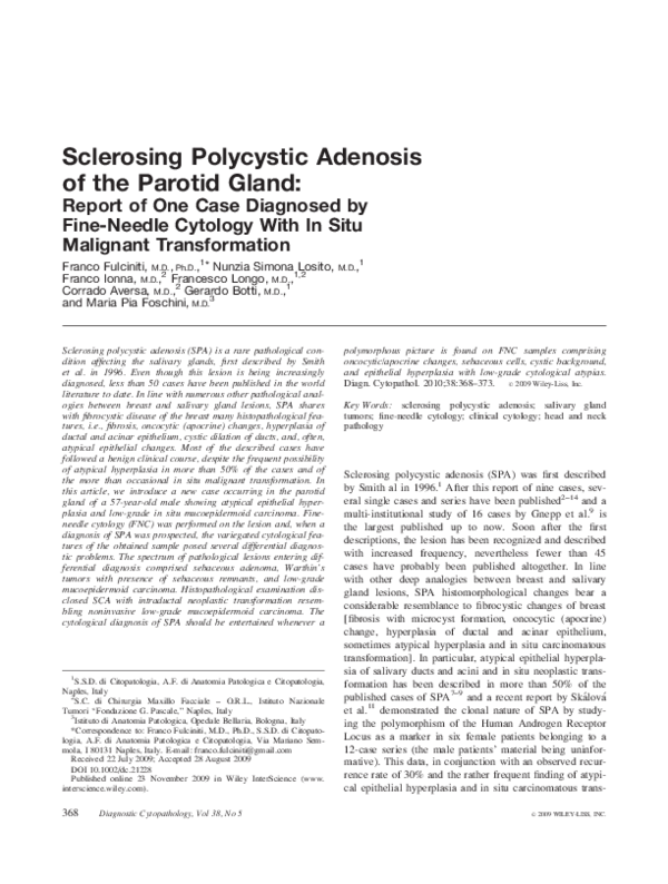 (PDF) Sclerosing polycystic adenosis of the parotid gland: Report of ...