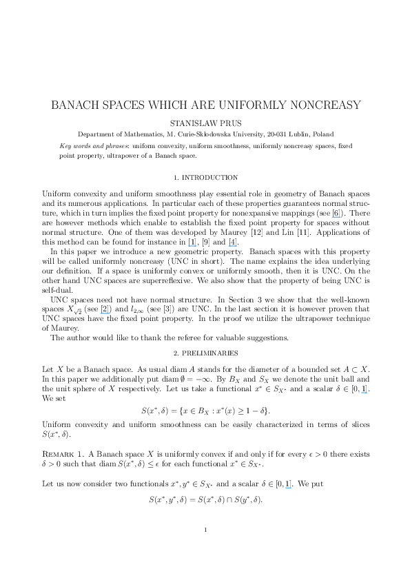 (PDF) Banach spaces which are r-uniformly noncreasy
