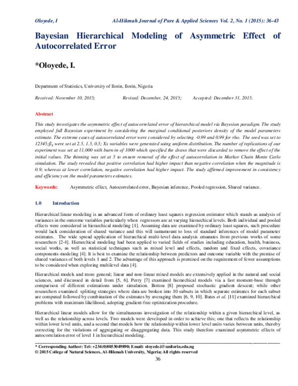 Pdf Bayesian Hierarchical Modeling Of Asymmetric Effect Of