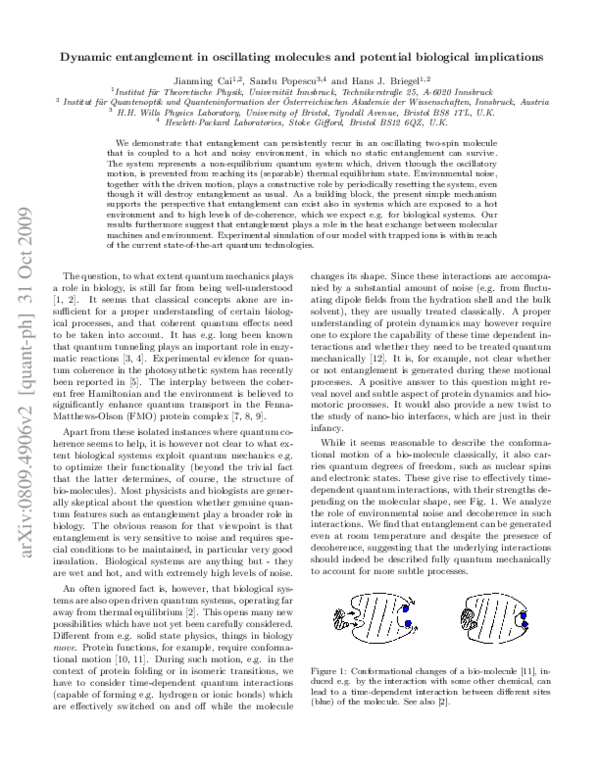 (PDF) Dynamic entanglement in oscillating molecules