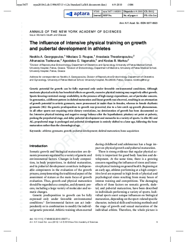 (PDF) The influence of intensive physical training on growth and ...