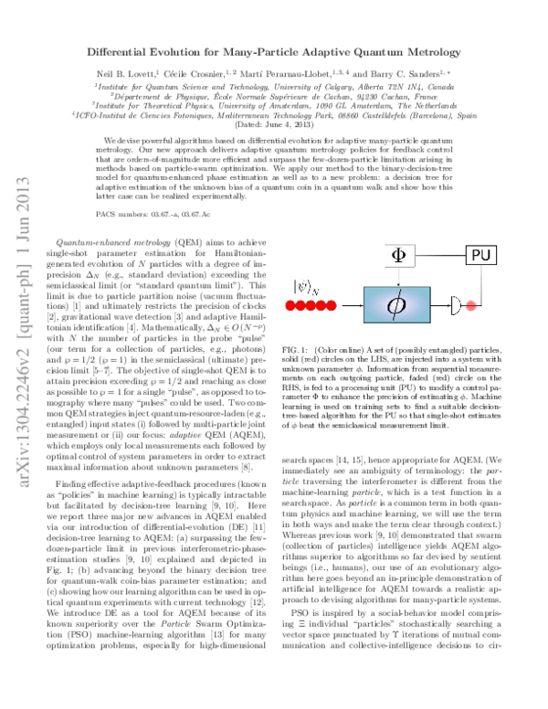 (PDF) Differential Evolution for Many-Particle Adaptive Quantum Metrology