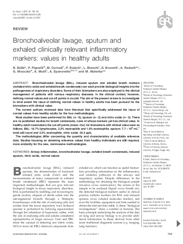 (PDF) Bronchoalveolar lavage, sputum and exhaled clinically relevant ...