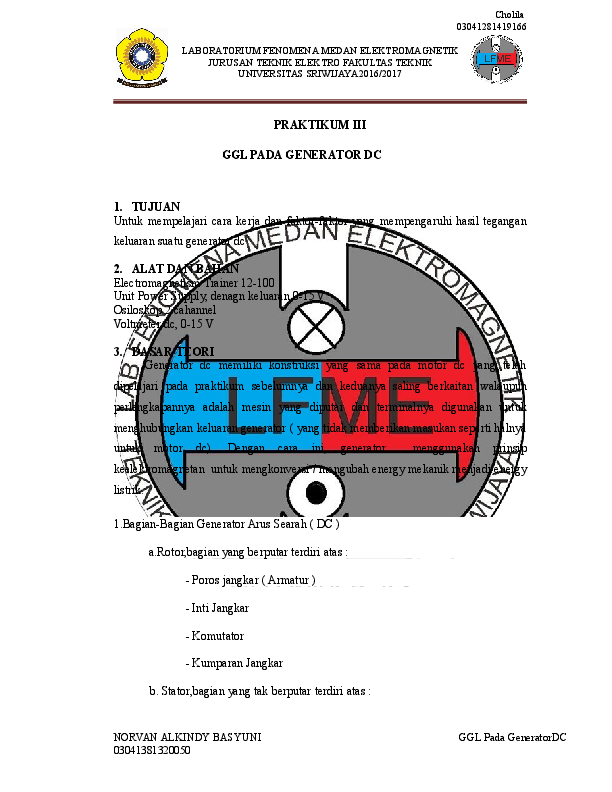 (DOC) GGL PADA GENERATOR DC