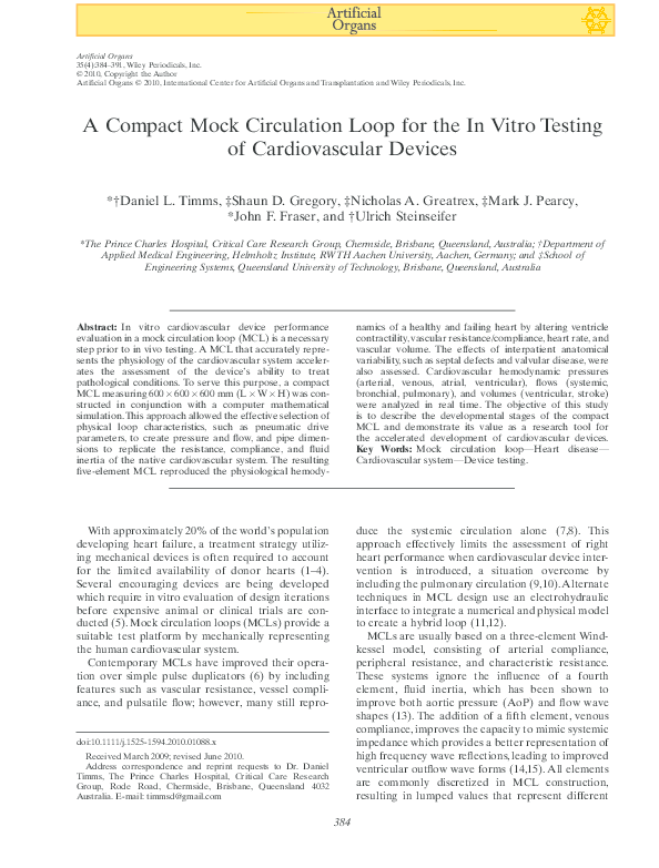 (PDF) A Compact Mock Circulation Loop for the In Vitro Testing of ...