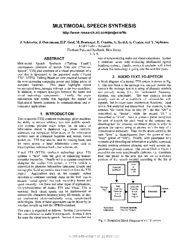 (PDF) Multimodal speech synthesis