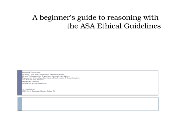(PPT) A beginner's guide to reasoning with the ASA Ethical Guidelines