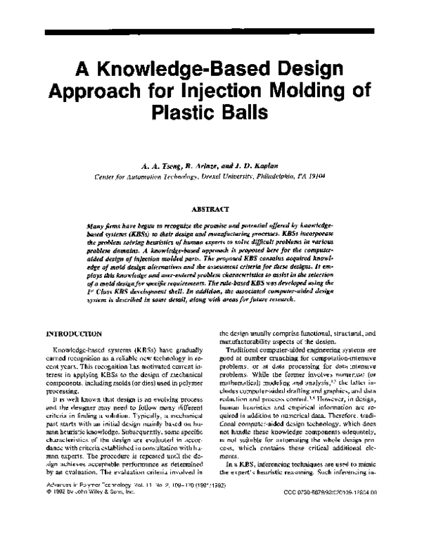 A knowledge-based design approach for injection molding of plastic balls
