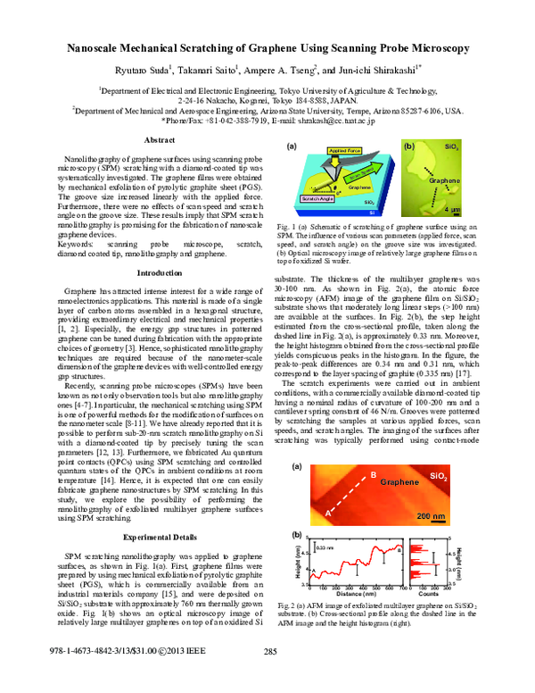 (PDF) Nanoscale mechanical scratching of graphene using scanning probe microscopy