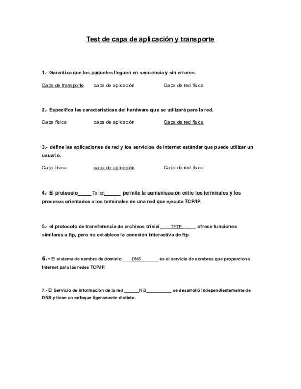 (DOC) Test de capa de aplicación y transporte