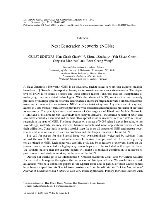 (PDF) Next Generation Networks (NGNs