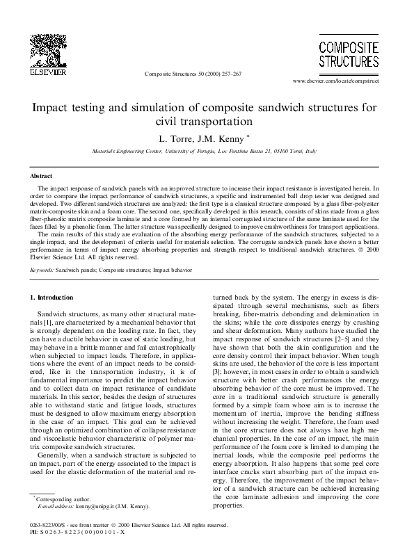 Pdf Impact Testing And Simulation Of Composite Sandwich Structures For Civil Transportation