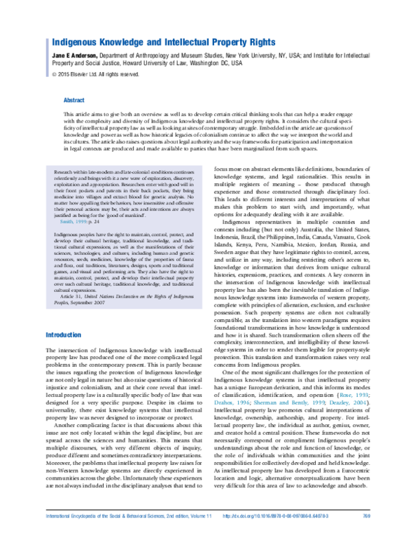 (PDF) Intellectual Property and Indigenous Knowledge