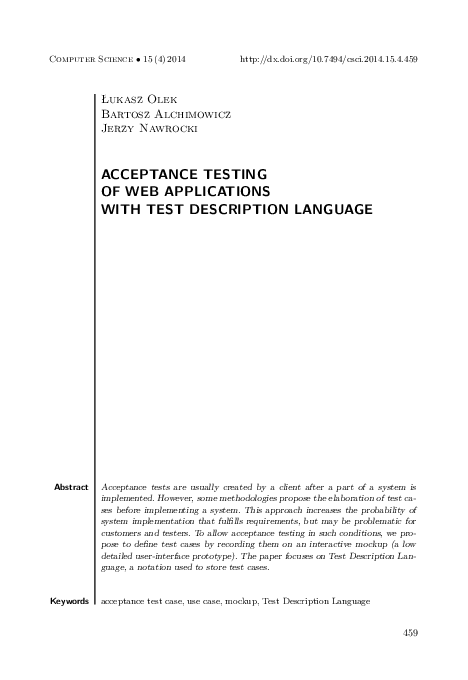 (PDF) Acceptance Testing of Web Applications with Test Description Language