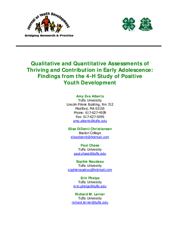 (PDF) Qualitative and quantitative assessments of thriving and ...