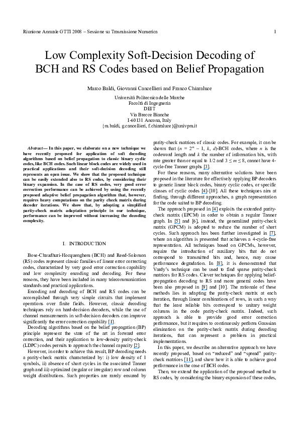 (PDF) Efficient Soft-Decoding for BCH and RS Codes