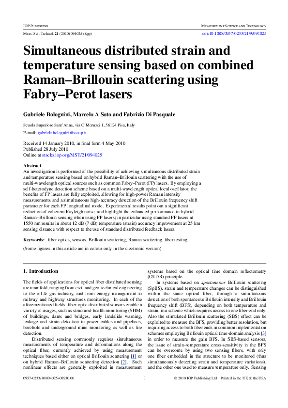 (PDF) Optical pulse coding in hybrid distributed sensing based on Raman and Brillouin scattering ...