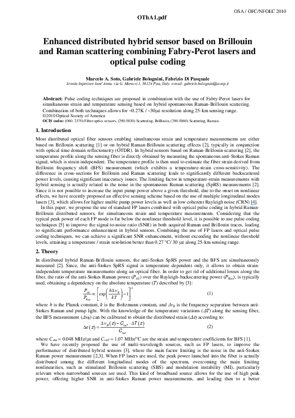 Pdf Optical Pulse Coding In Hybrid Distributed Sensing Based On Raman
