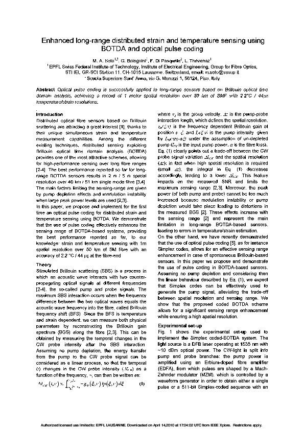 (PDF) Enhanced long-range distributed strain and temperature sensing using BOTDA and optical ...