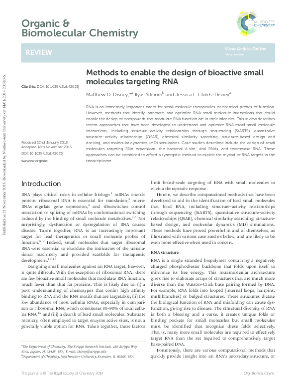 (PDF) Methods to enable the design of bioactive small molecules ...