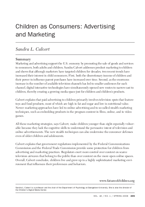 (PDF) Children as Consumers: Advertising and Marketing