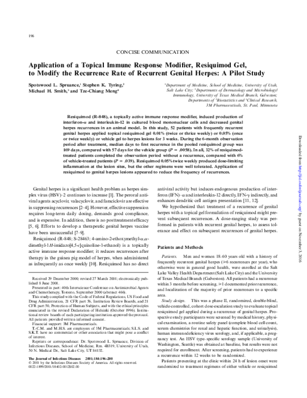 (PDF) Application of a Topical Immune Response Modifier, Resiquimod Gel ...