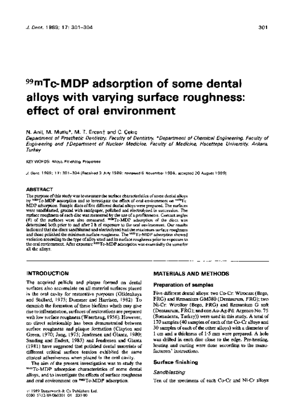(PDF) 99mTc-MDP adsorption of some dental alloys with varying surface ...