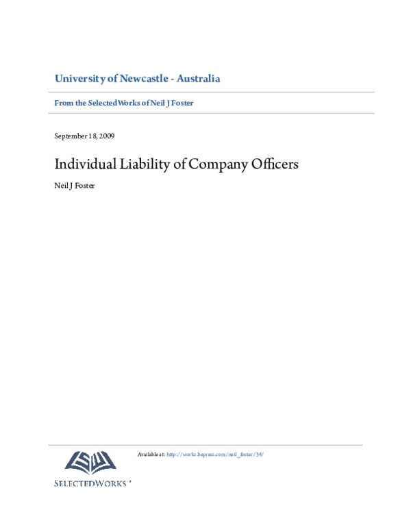 (PDF) Individual Liability of Company Officers