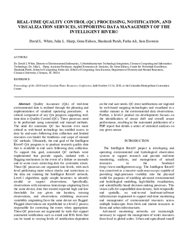 (PDF) Real-Time Quality Control (QC) Processing, Notification, and ...