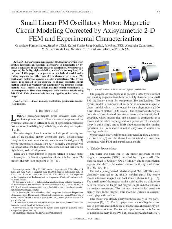 (PDF) Small Linear PM Oscillatory Motor: Magnetic Circuit Modeling ...