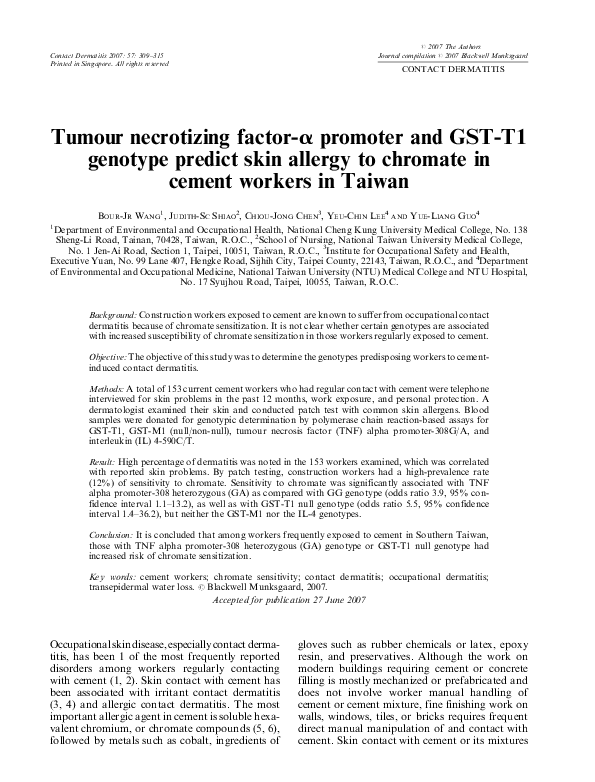 (PDF) Tumour necrotizing factor-α promoter and GST-T1 genotype predict ...