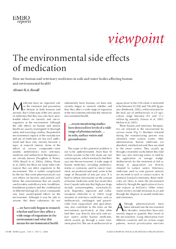 (PDF) The environmental side effects of medication
