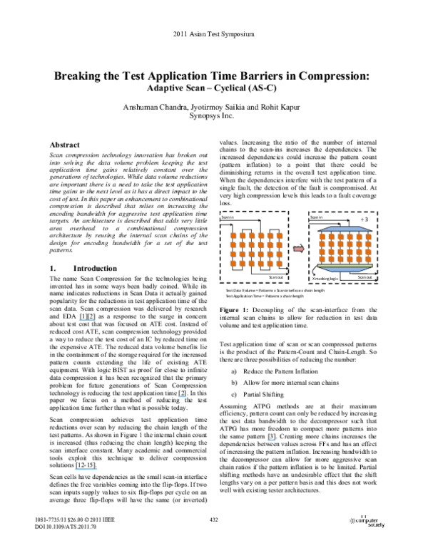 Pdf Breaking The Test Application Time Barriers In Compression Adaptive Scan Cyclical Asc