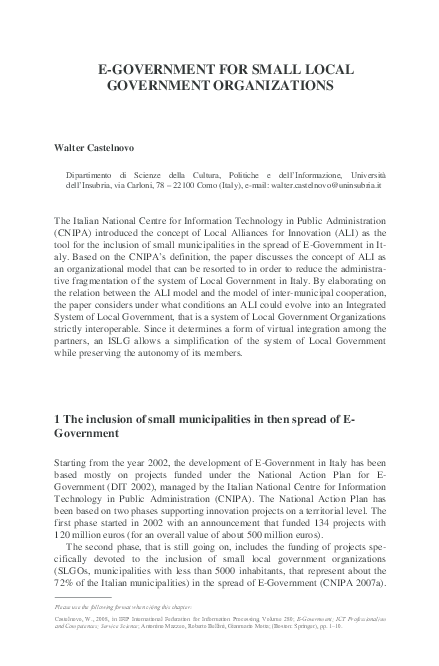 (PDF) E-Government For Small Local Government Organizations