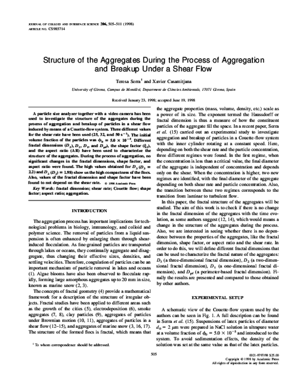 (PDF) Structure of the Aggregates During the Process of Aggregation and ...